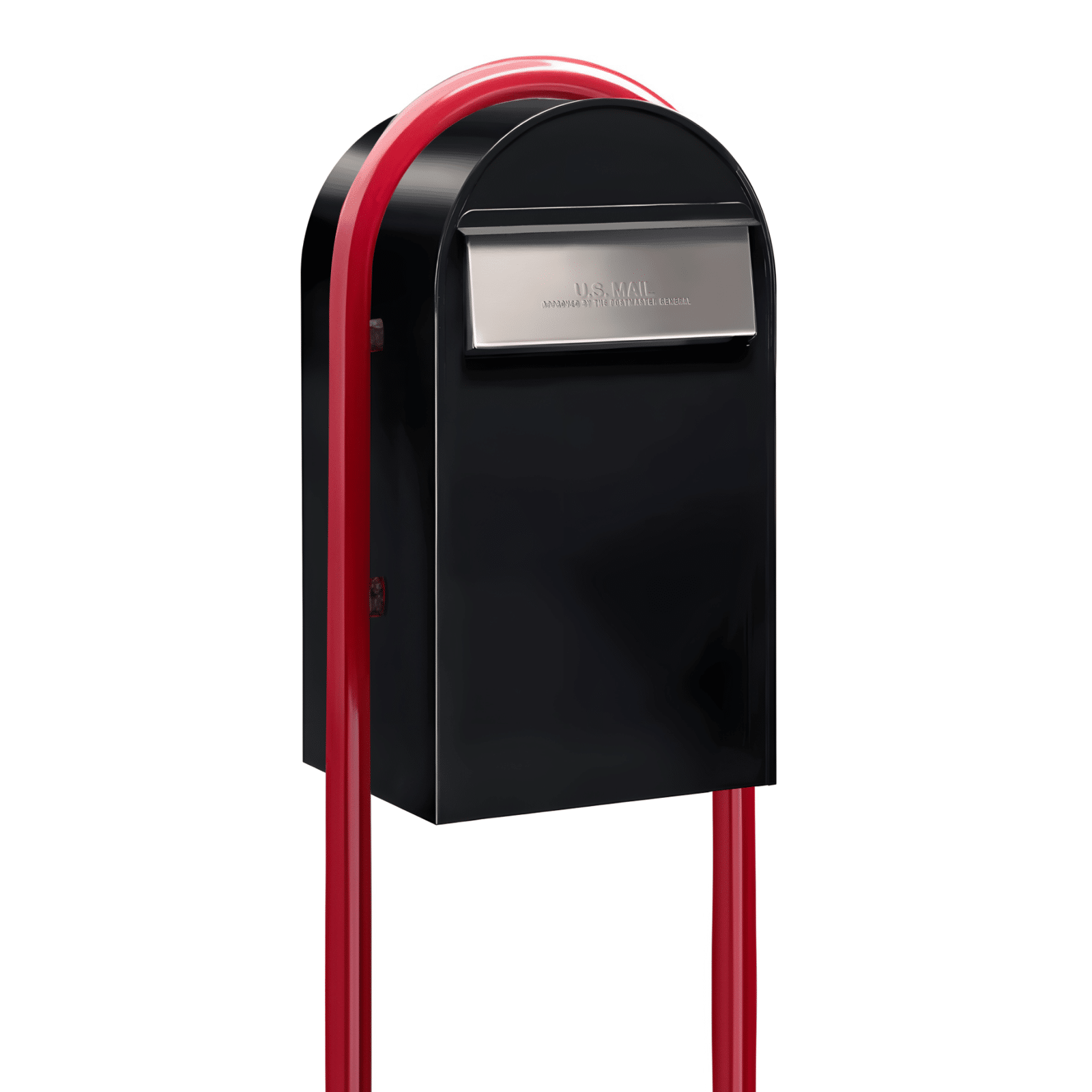 Bobi Grande B Rear Access Modern Locking Black Mailbox with Round Red ...