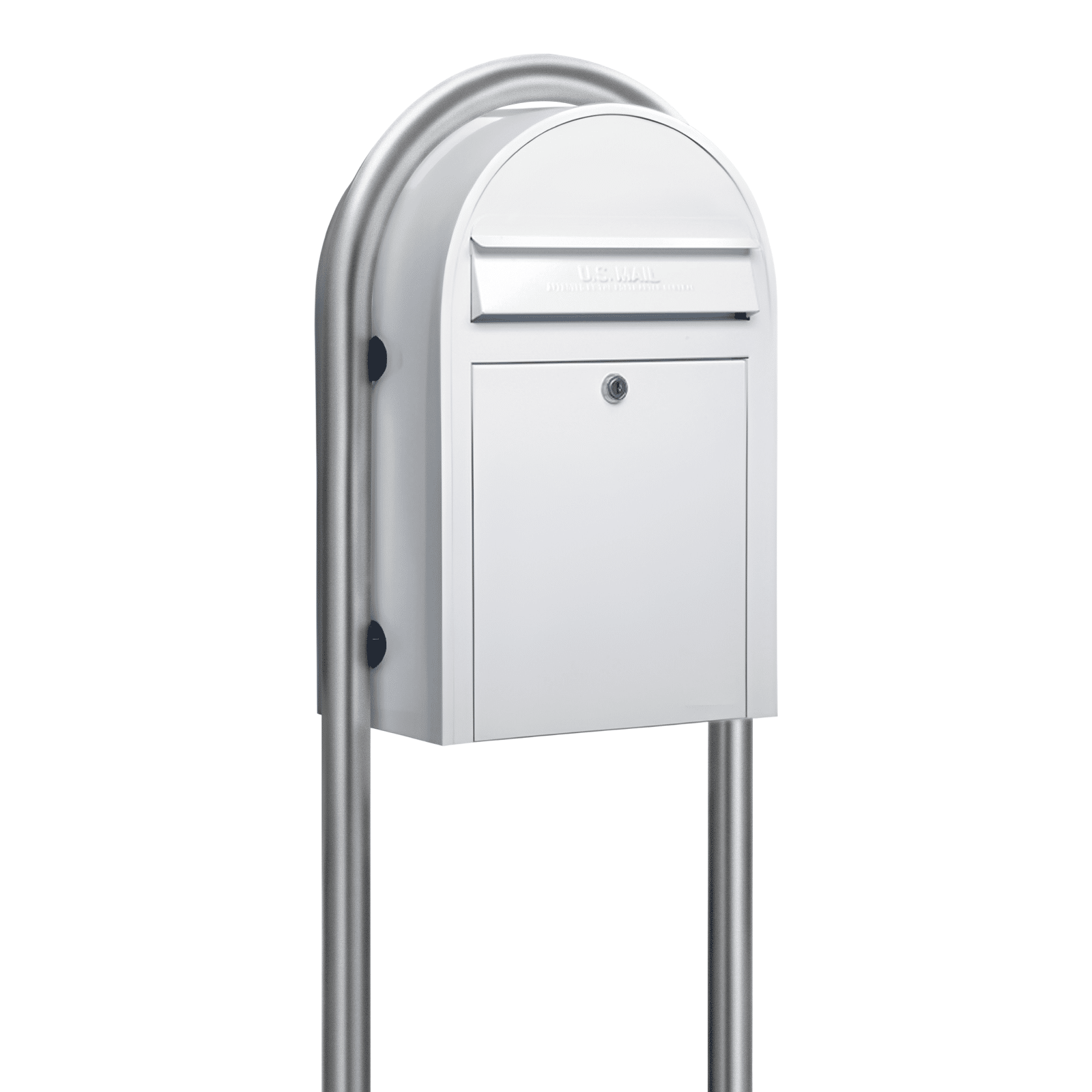 Bobi Classic Front Access Modern Locking White Mailbox and Round Zinc ...