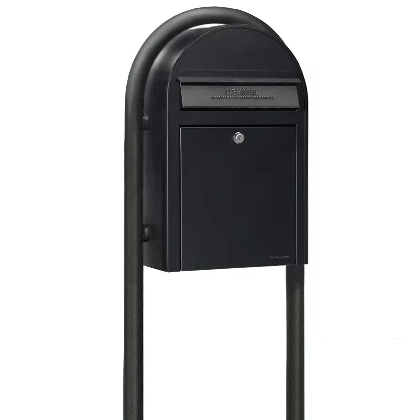 Bobi Classic Front Access Modern Locking Black Mailbox and Round Black ...